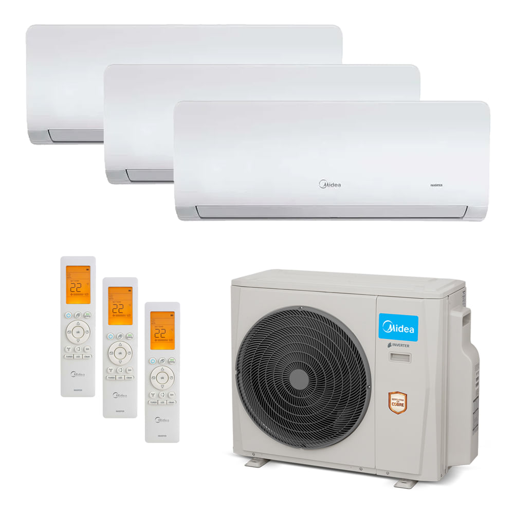 Ar Condicionado Multi-Split Midea Inverter 36.000 BTU/h (2x 12.000 e 1x ...